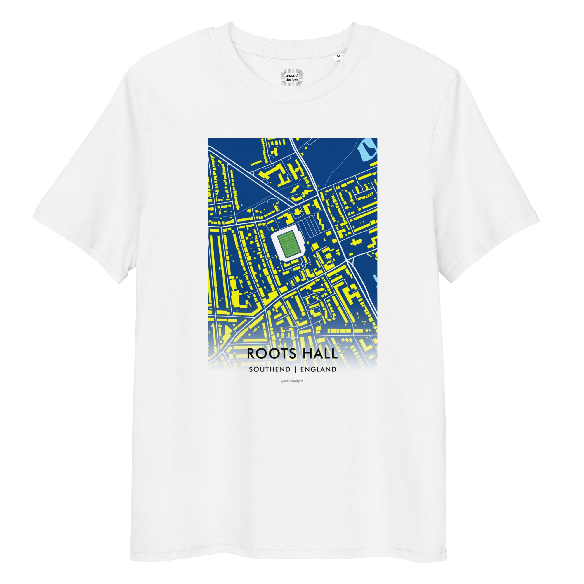 Southend United – Roots Hall T‑Shirt – Stadium Map Edition – Ground Designs